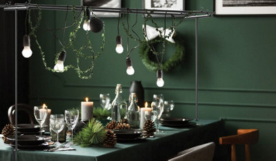 URBNLIVING 98cm Height Black Adjustable Over Table Metal Double Rod ...