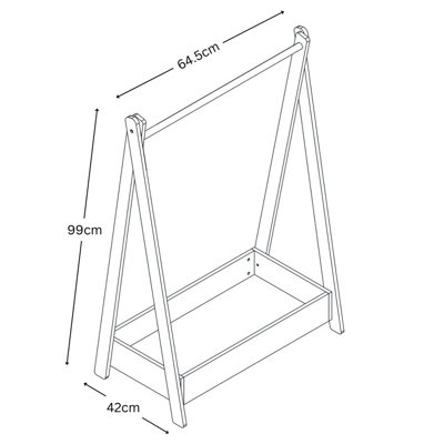 URBNLIVING 99cm Height Kids White Wooden Hanging Dress Up Clothes Rail ...