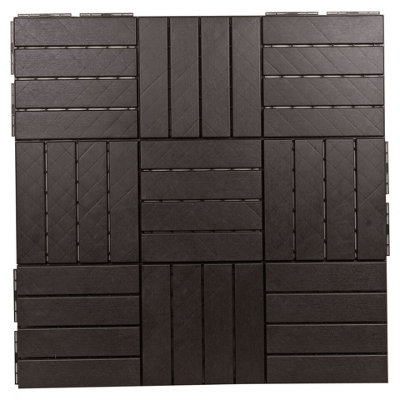URBNLIVING 9Pc Brown Colour Interlocking Plastic Garden Path Floor ...