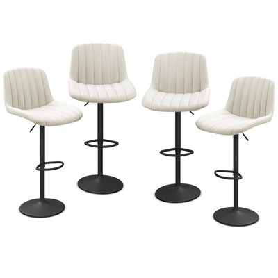 URBNLIVING Adjustable Ribbed Breakfast Ivory Color Bar Stools Swivel ...