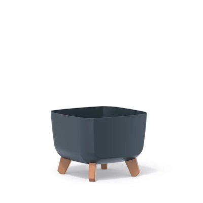 URBNLIVING Anthracite 24cm Square Gracia Planter Flower Pot With Legs ...