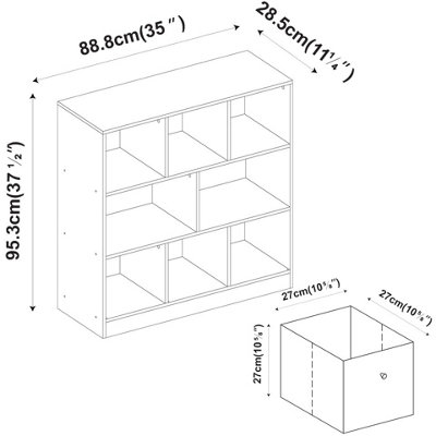 URBNLIVING Asymmetrical 8 Cube Bookcase Shelf Storage Unit w/ 6 Fabric ...