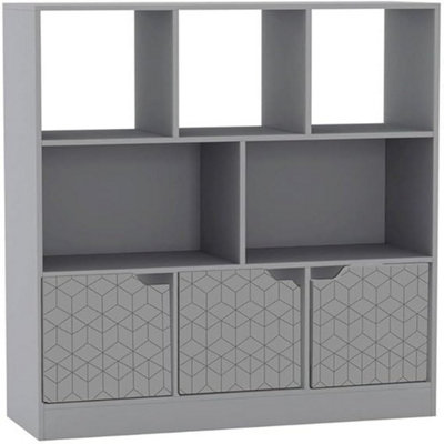 URBNLIVING Asymmetrical 8 Cube Grey Bookcase Freestanding Storage Unit ...