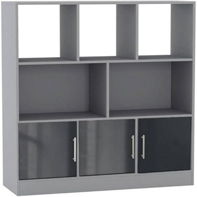 URBNLIVING Asymmetrical 8 Cube Grey Bookcase Freestanding Storage Unit ...