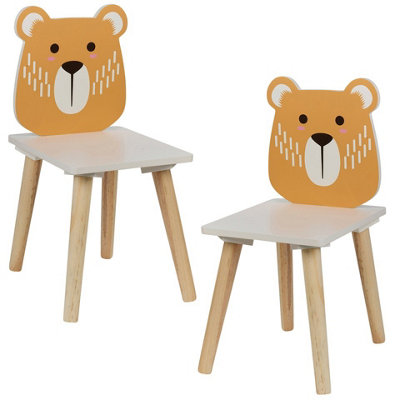 URBNLIVING Children Kids Wooden Chair Small Stool Bear Animal Character ...