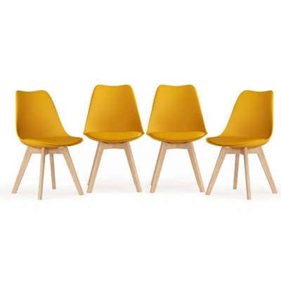 URBNLIVING Dining Chairs Padded Seat with Beech Legs Retro Kitchen ...