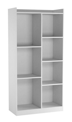 URBNLIVING Height 128Cm Tall Wooden 7 Cube Bookcase Shelving Display ...