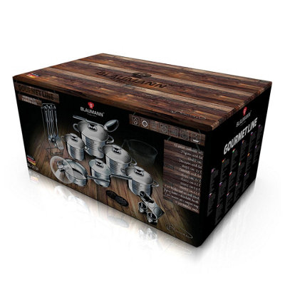 URBNLIVING Height 14.5cm Blaumann Gourmet 27Pc Cookware Set Stainless ...