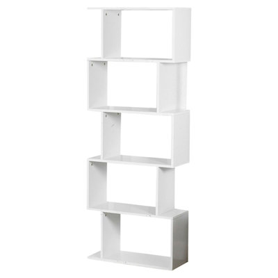 URBNLIVING Height 159Cm 5 Tier Wooden S-Shaped Bookcase Living Room ...