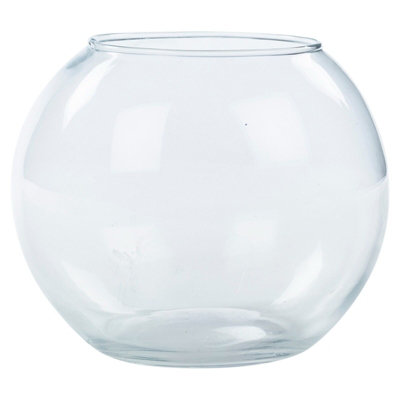 URBNLIVING Height 15cm Recycled Clear Glass Round Flower Pot Fish Bowl ...