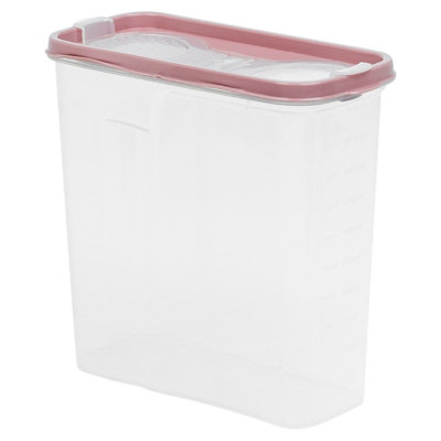 URBNLIVING Height 21cm 2.5L Pink Colour Plastic Food Storage Cereal ...