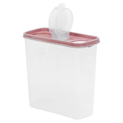URBNLIVING Height 21cm 2.5L Pink Colour Plastic Food Storage Cereal ...