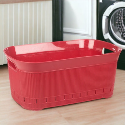 URBNLIVING Height 23cm Red Large Laundry Washing Basket Dirty Clothes ...