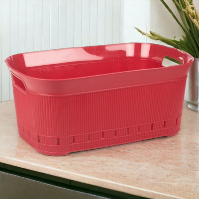 URBNLIVING Height 23cm Red Large Laundry Washing Basket Dirty Clothes ...