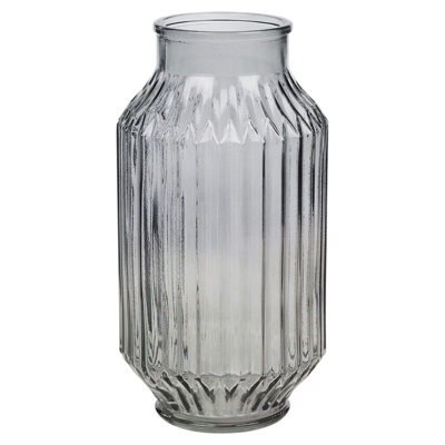 URBNLIVING Height 23cm Tall Grey Glass Table Vase Jar Flowers ...