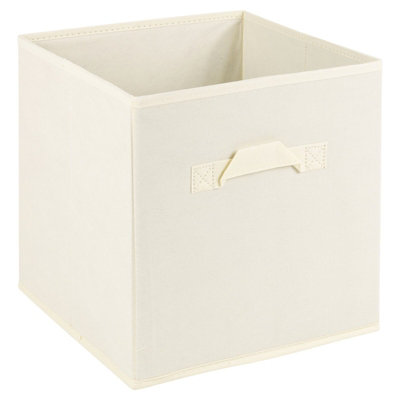 URBNLIVING Height 24cm Collapsible Cream Cube Medium Storage Boxes Kids ...