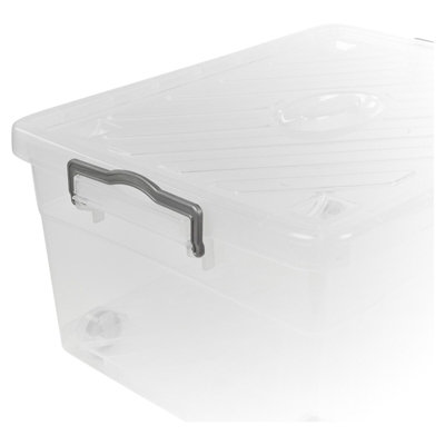 URBNLIVING Height 25cm Clear Plastic Stackable Airtight Storage Box ...