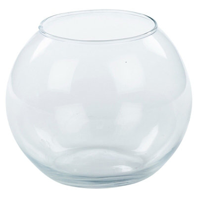URBNLIVING Height 25cm Recycled Clear Glass Round Flower Pot Fish Bowl ...