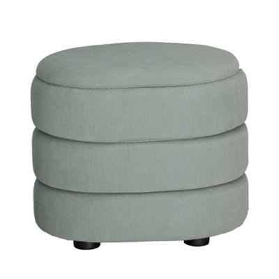 URBNLIVING Height 38cm Soft Velvet Oval Light Grey Ottoman Storage Pouffe Footstool Dressing Vanity Chair