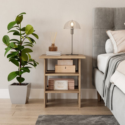 URBNLIVING Height 45Cm 2 Tier Side Table Wooden Bedroom Bedside Table ...