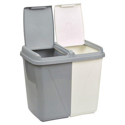 URBNLIVING Height 47cm 60L Grey and White Double Kitchen Recycling ...