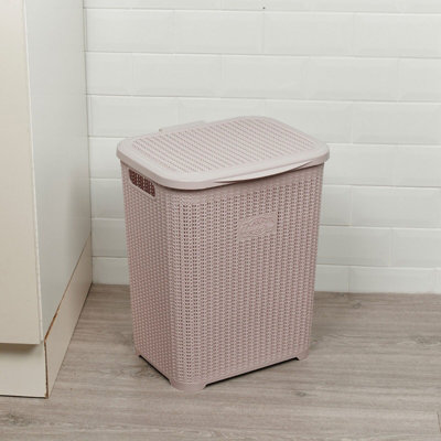 URBNLIVING Height 47cm Plastic Colour Pink Laundry Basket Dirty Clothes ...