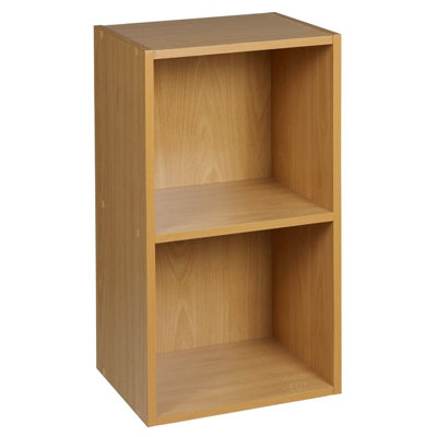 URBNLIVING Height 53.6cm 2 Shelf Wooden Bookcase Shelving Colour Beech ...