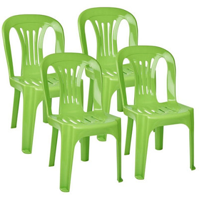 URBNLIVING Height 54cm Set of 4 Colour Green Kids Plastic Chair ...