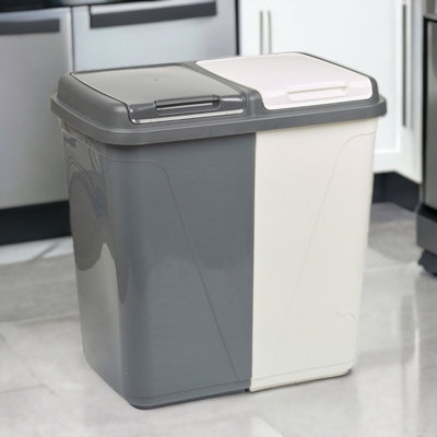 URBNLIVING Height 58cm 90L Grey and White Double Kitchen Recycling ...