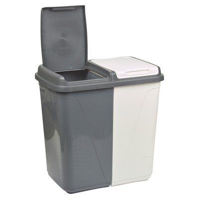 URBNLIVING Height 58cm 90L Grey and White Double Kitchen Recycling ...