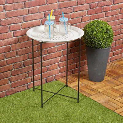 URBNLIVING Height 60Cm Folding Metal Round Bistro Coffee Table Colour ...