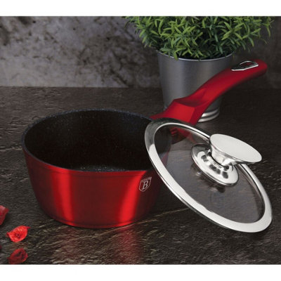 URBNLIVING Height 7.5cm Berlinger Haus 16cm Red With Lid Non Stick ...