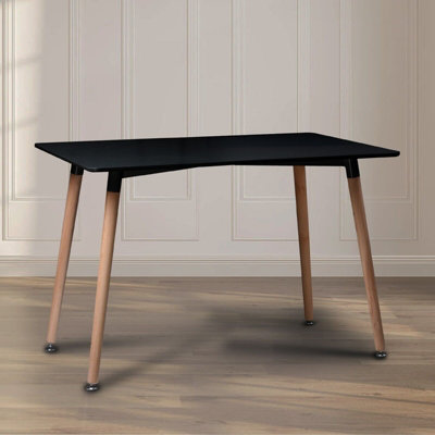 URBNLIVING Height 75cm 4 6 Seat TROMSO Rectangle Scandi Colour Black ...
