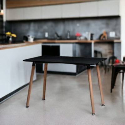 URBNLIVING Height 75cm 4 6 Seat TROMSO Rectangle Scandi Colour Black ...