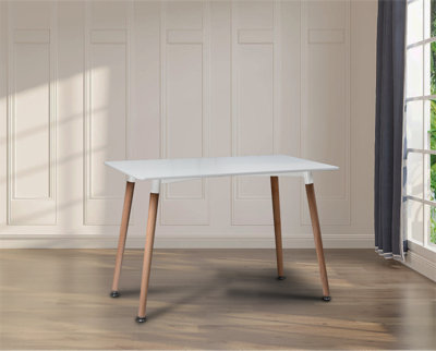 URBNLIVING Height 75cm 4 6 Seat TROMSO Rectangle Scandi Colour White ...
