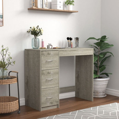 URBNLIVING Height 79.5Cm 3 Drawer Wooden Bedroom Dressing Ash Grey ...