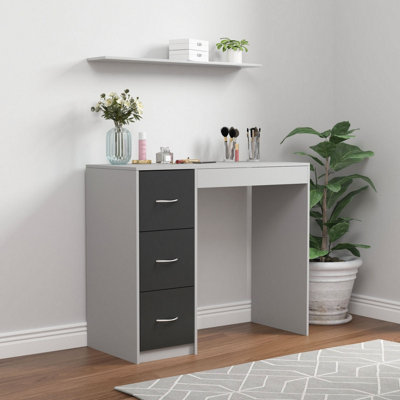 URBNLIVING Height 79.5cm 3 Drawer Wooden Bedroom Dressing Computer Work ...