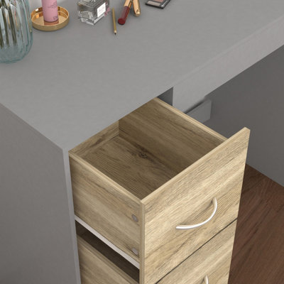 URBNLIVING Height 79.5cm 3 Drawer Wooden Bedroom Dressing Computer Work ...