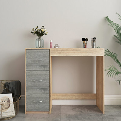 URBNLIVING Height 79.5cm 3 Drawer Wooden Bedroom Dressing Computer Work ...