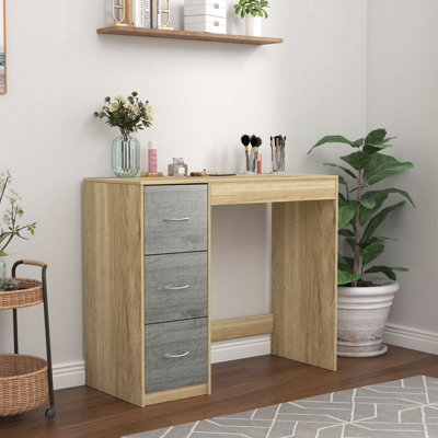 URBNLIVING Height 79.5cm 3 Drawer Wooden Bedroom Dressing Computer Work ...