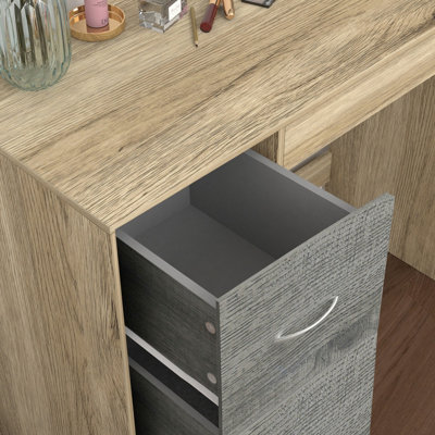 URBNLIVING Height 79.5cm 3 Drawer Wooden Bedroom Dressing Computer Work ...