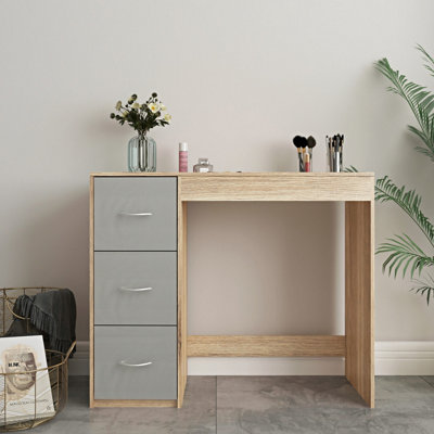 URBNLIVING Height 79.5cm 3 Drawer Wooden Bedroom Dressing Computer Work ...