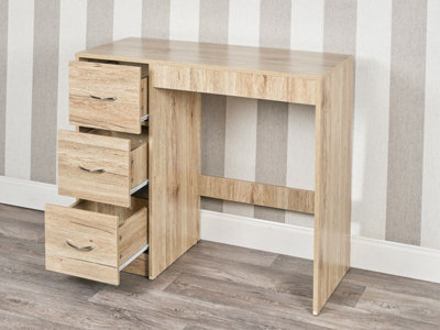 URBNLIVING Height 79.5cm 3 Drawer Wooden Bedroom Dressing Computer Work ...