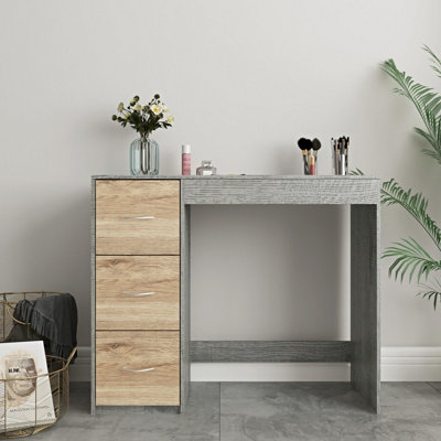 URBNLIVING Height 79.5cm 3 Drawer Wooden Bedroom Dressing Computer Work ...