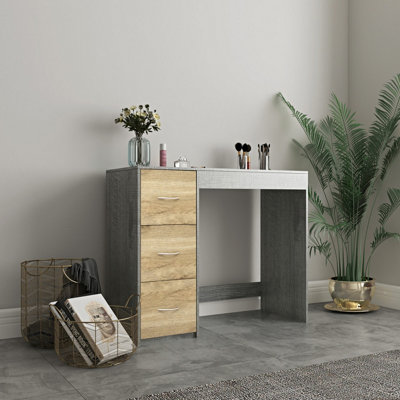 URBNLIVING Height 79.5cm 3 Drawer Wooden Bedroom Dressing Computer Work ...