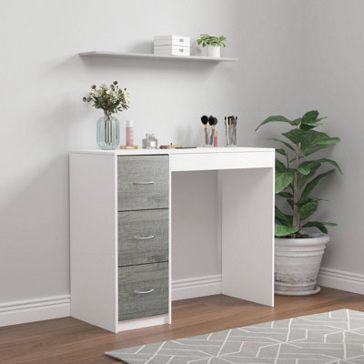 URBNLIVING Height 79.5cm 3 Drawer Wooden Bedroom Dressing Computer Work ...