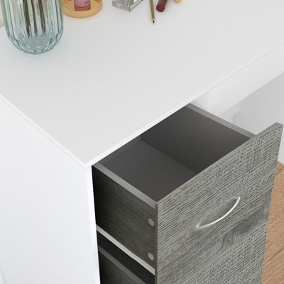 URBNLIVING Height 79.5cm 3 Drawer Wooden Bedroom Dressing Computer Work ...