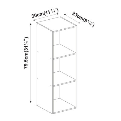 URBNLIVING Height 79.5cm 3 Shelf Wooden Bookcase Shelving Colour ...
