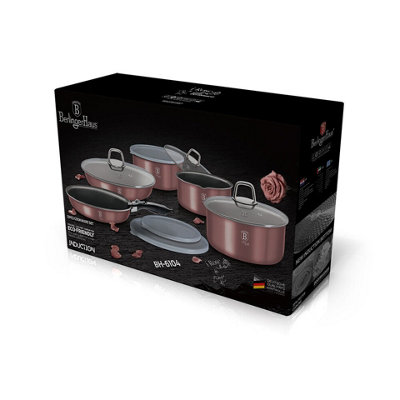 URBNLIVING Height 8.4cm Berlinger Haus 12Pc Rose Space Saving Cookware ...