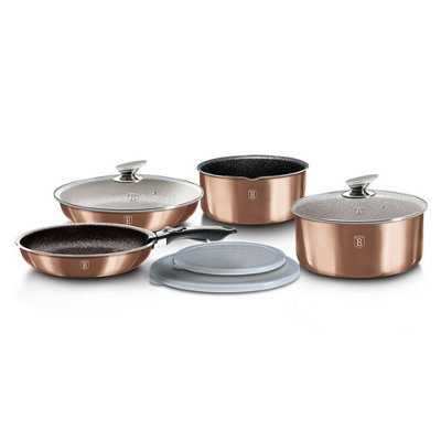 URBNLIVING Height 8.4cm Berlinger Haus 9Pc Rose Gold Saving Cookware ...